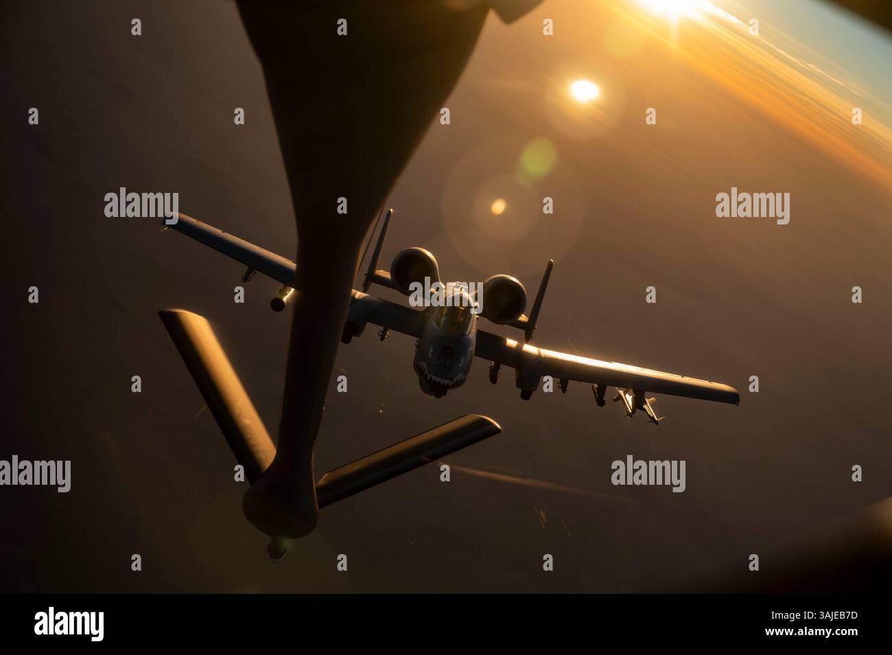 A U.S. Air Force A-10 Thunderbolt II prepares to be refueled over the U.S. Central Command area ...