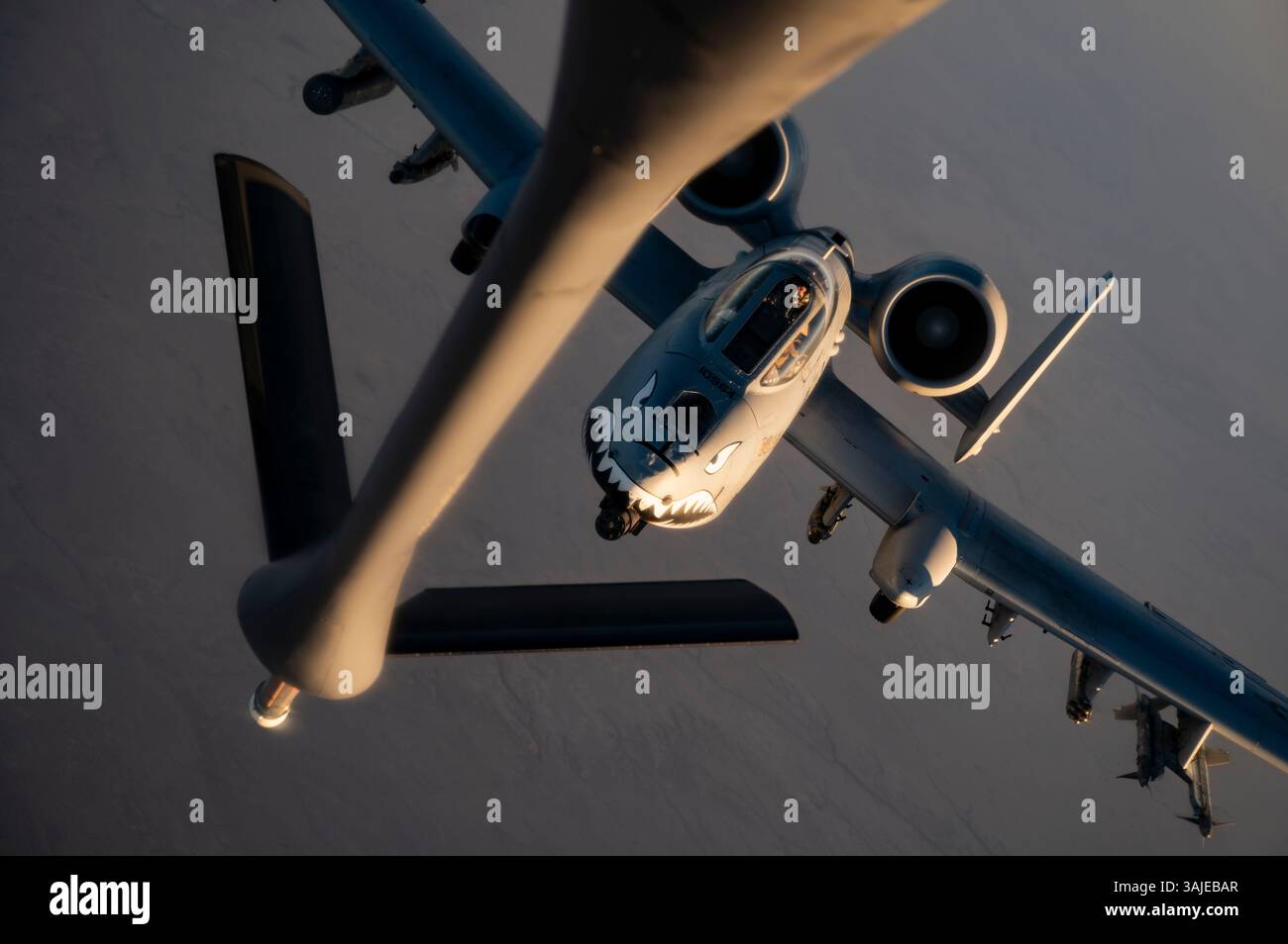 A U.S. Air Force A-10 Thunderbolt II prepares to be refueled over the U.S. Central Command area ...
