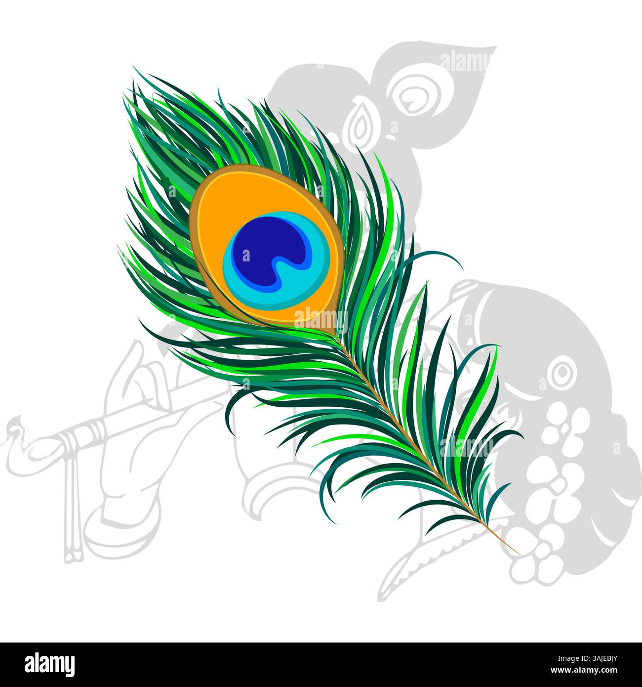 vector illustration of a Krishna with peacock feather vector ...