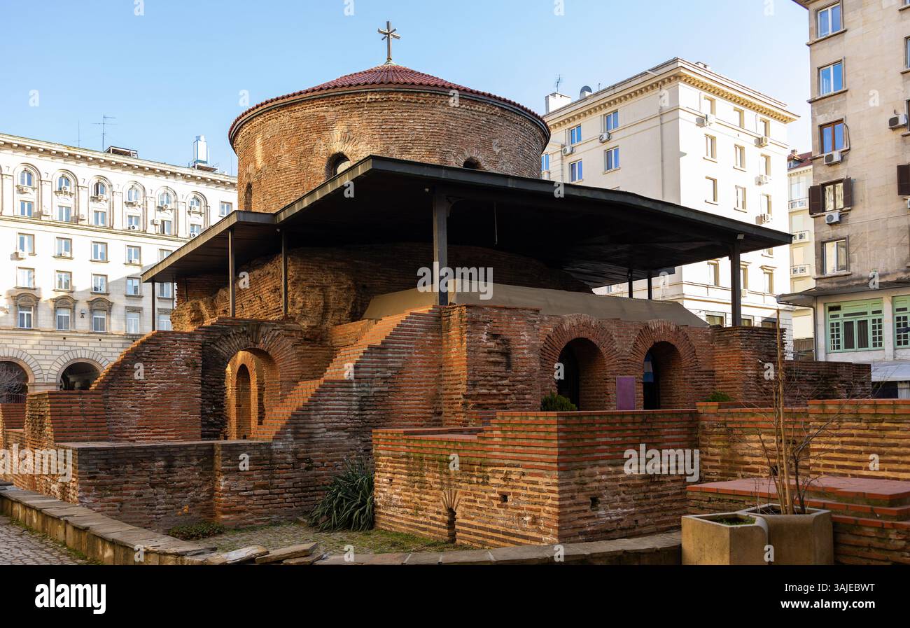 Red brick rotunda of St. George, Constantine Quarter, Sofia Stock Photo ...