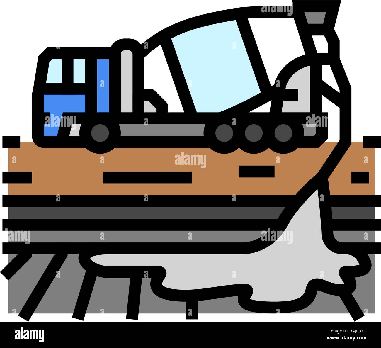 truck pouring concrete cement concrete color icon vector illustration ...
