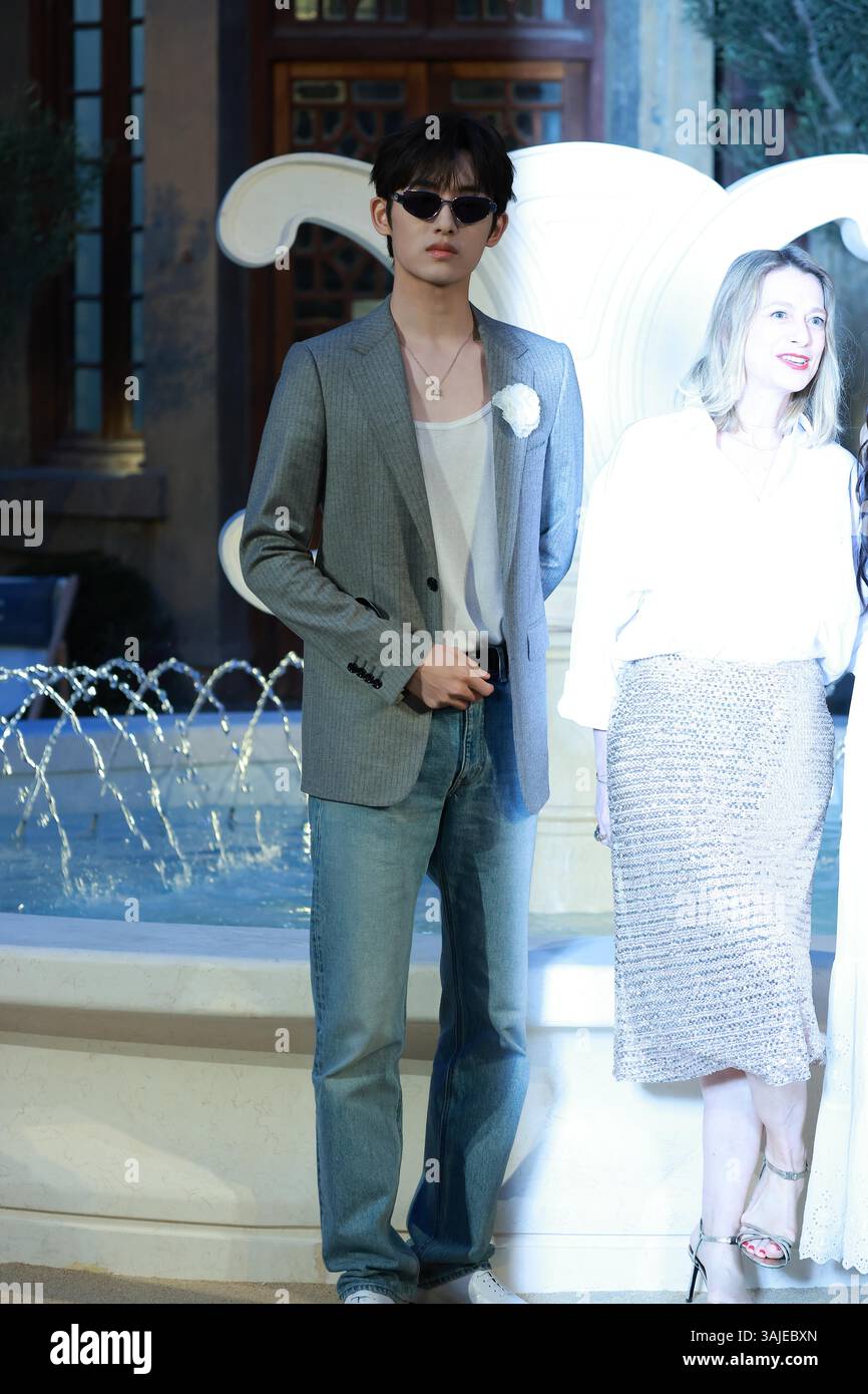 Chinese singer and actor Dong Sicheng attends an activity in Shanghai, China, 10 April, 2025 ...