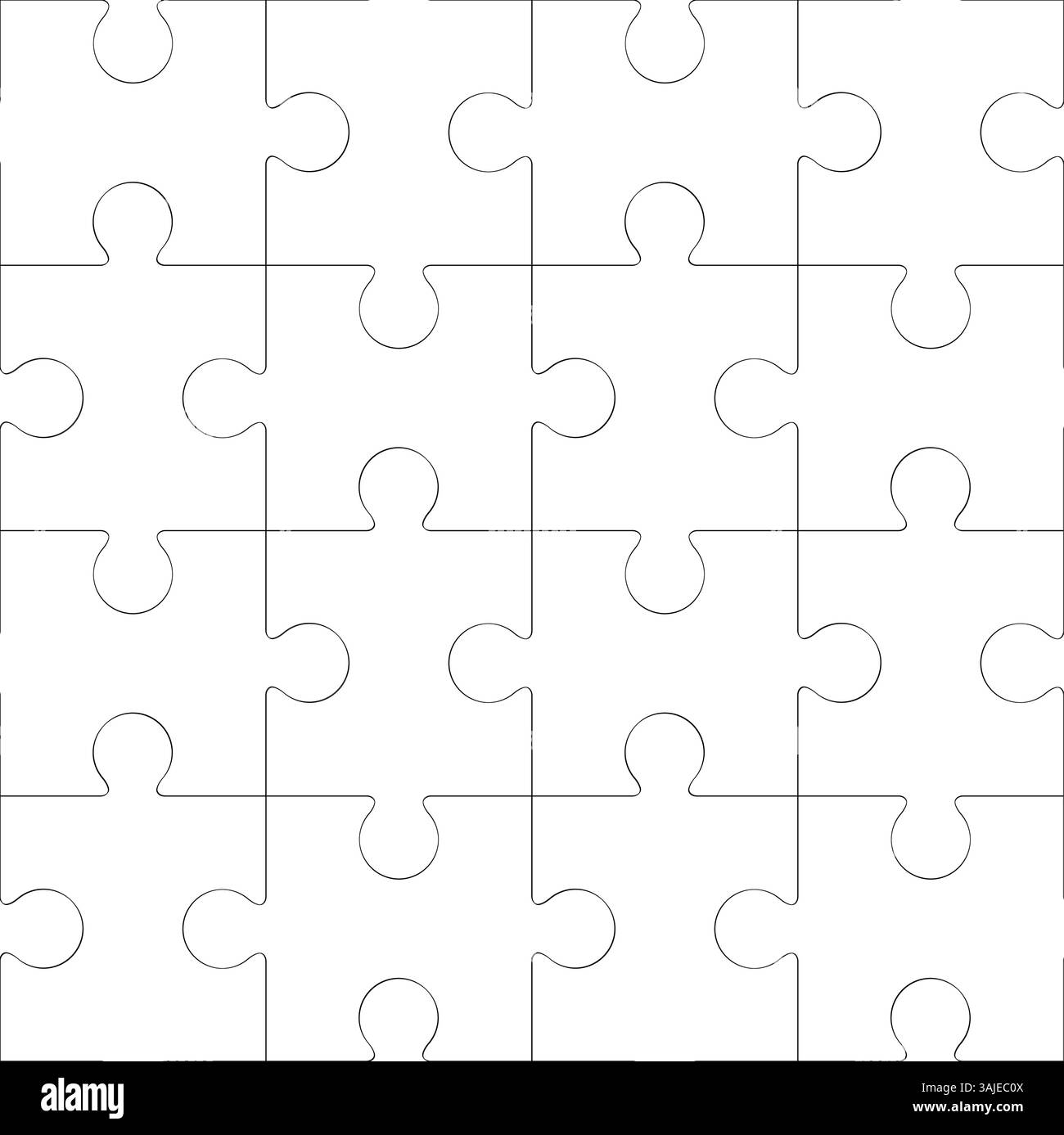 Vector seamless pattern of contour puzzles on white background. Outline ...