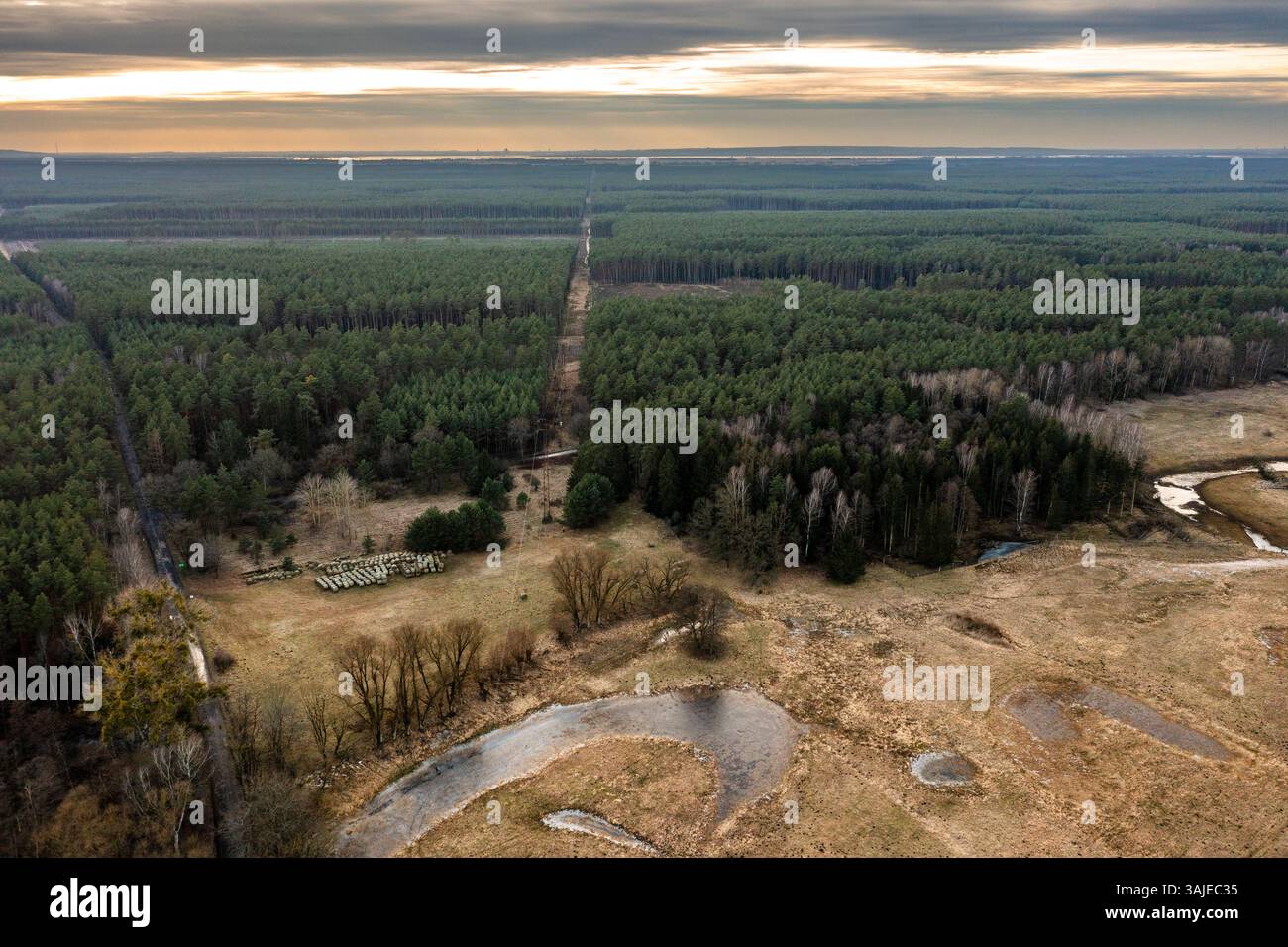 Natural landscape, fields, meadows, forests in Poland view from a drone ...