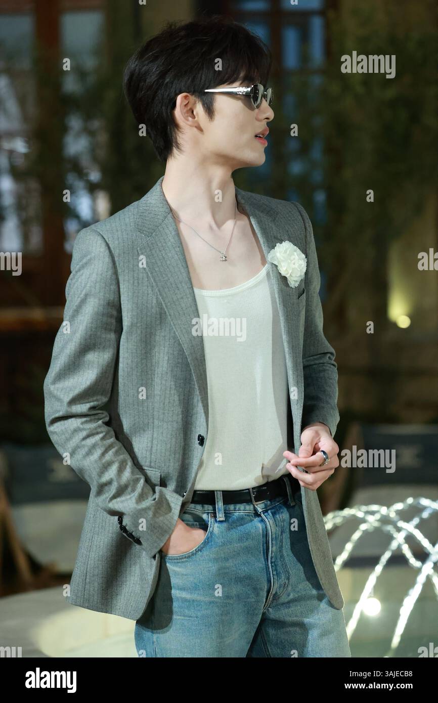 Chinese singer and actor Dong Sicheng attends an activity in Shanghai, China, 10 April, 2025 ...