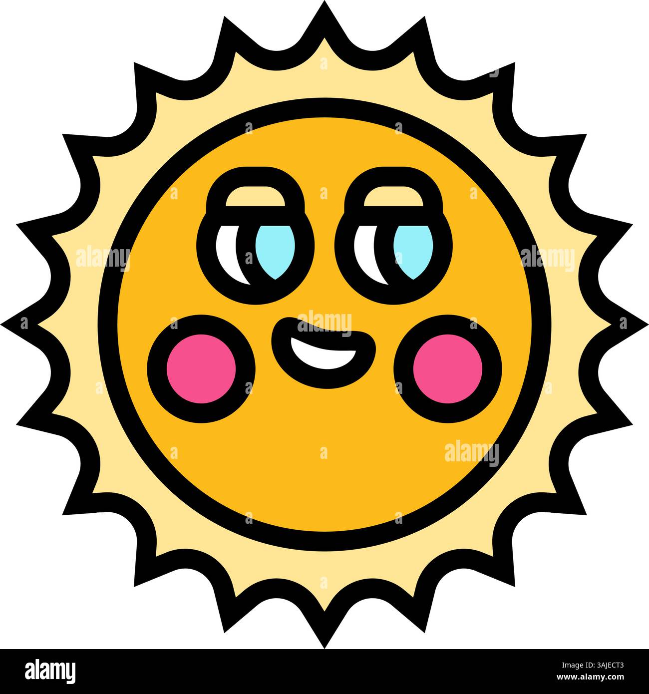 blushing cheeks cute sun character color icon vector illustration Stock ...