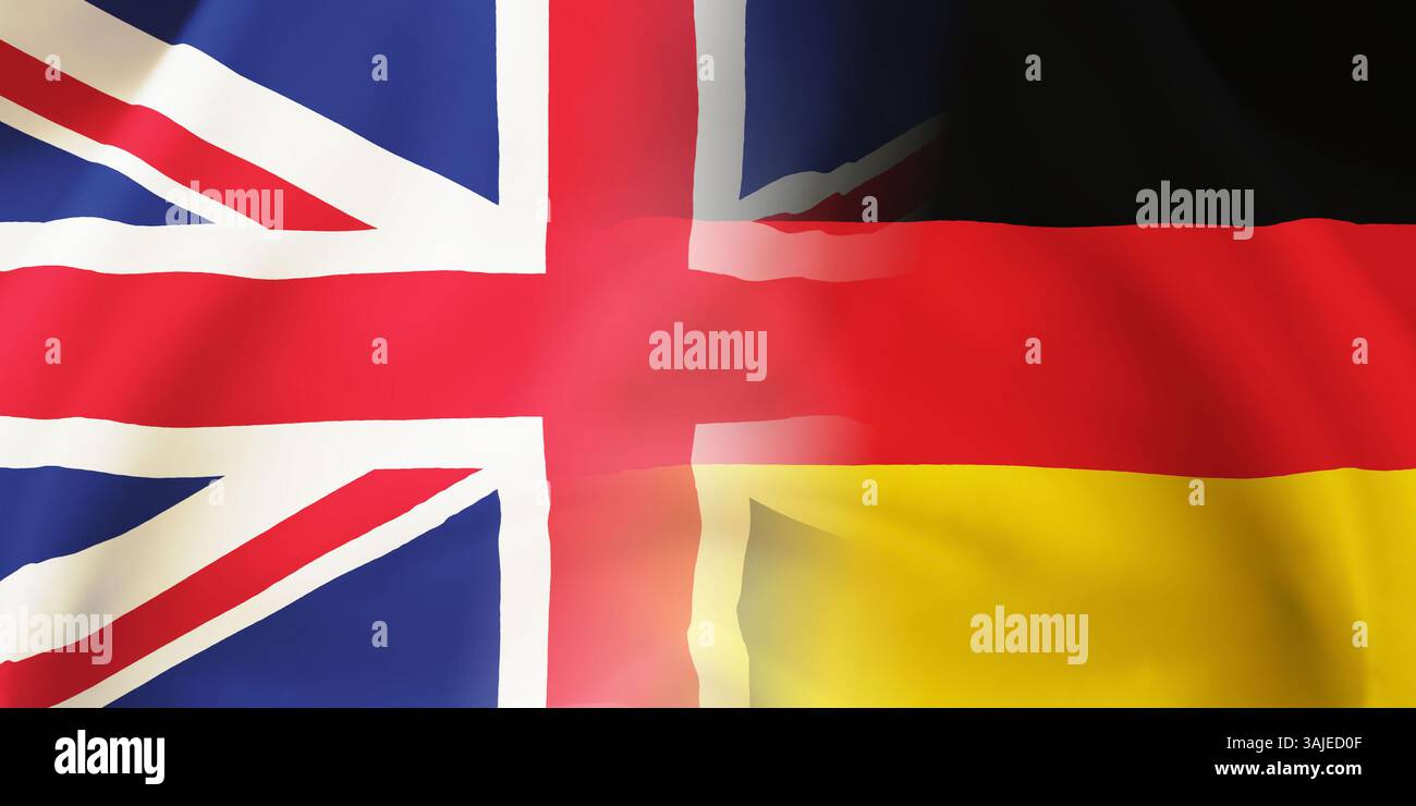 Germany,UK waving flags background.British and German flags together ...