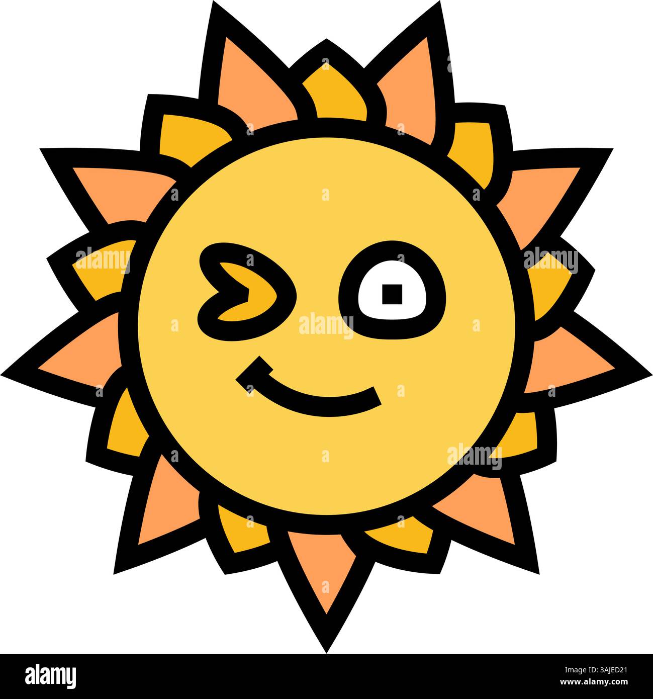 winking cute sun character color icon vector illustration Stock Vector ...
