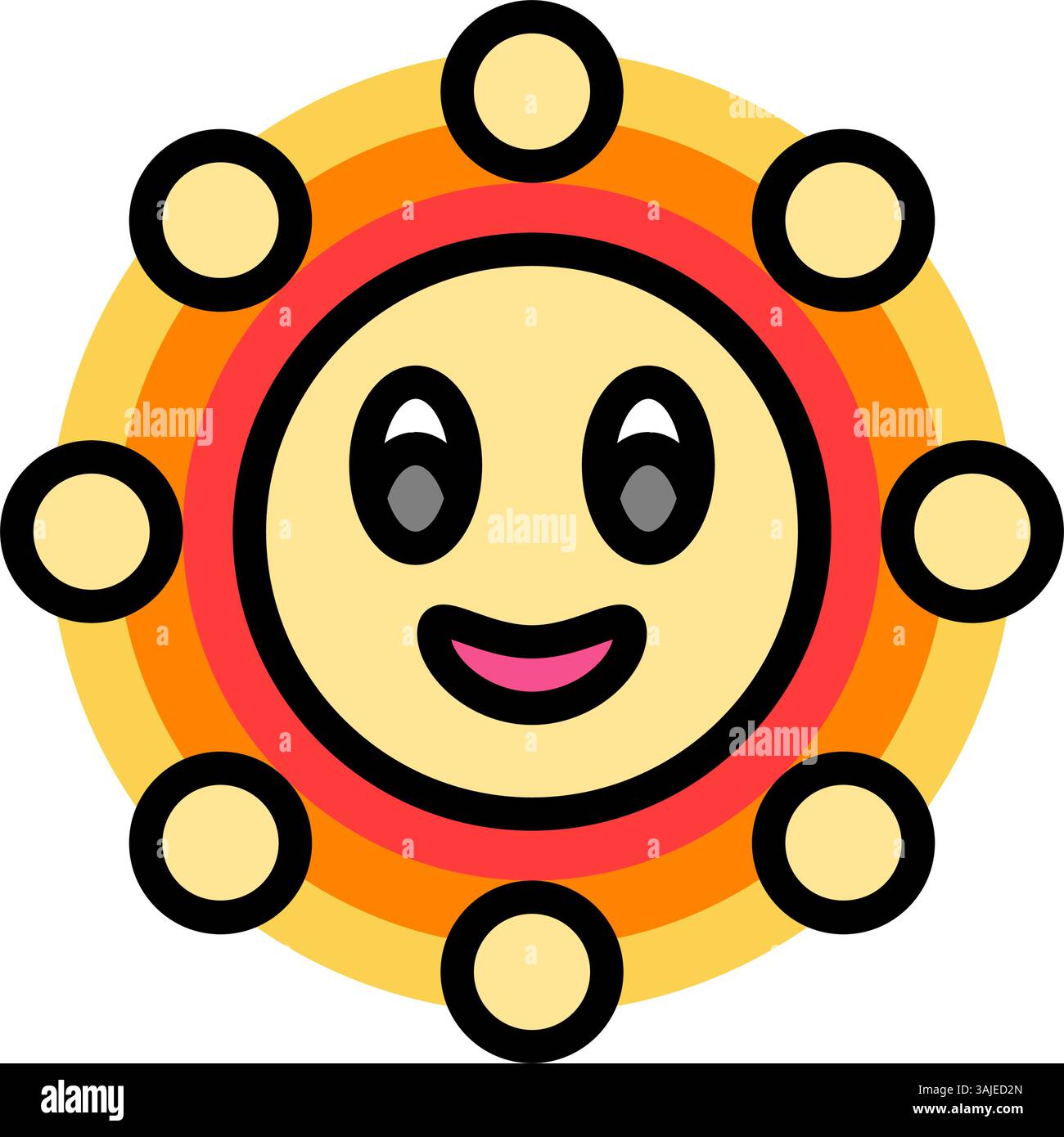 smiley face cute sun character color icon vector illustration Stock ...