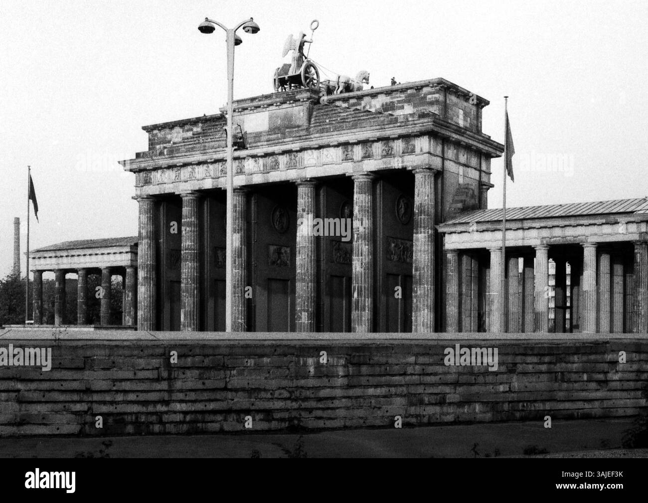 Berlin, German Democratic Republic - January 15, 1973: Barrier wall the ...