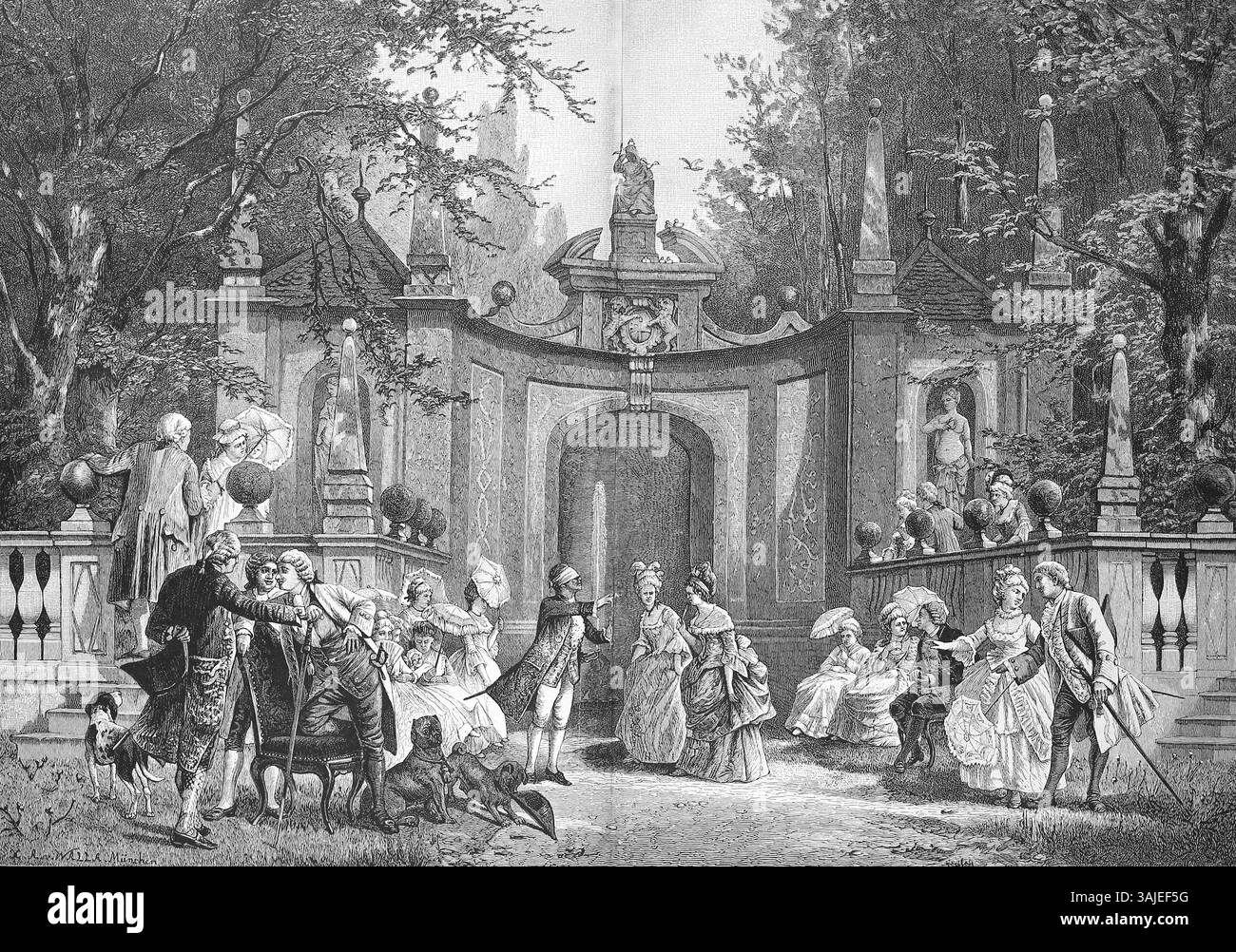 The fine society plays blind man's buff, Blinde Kuh, around 1880 ...