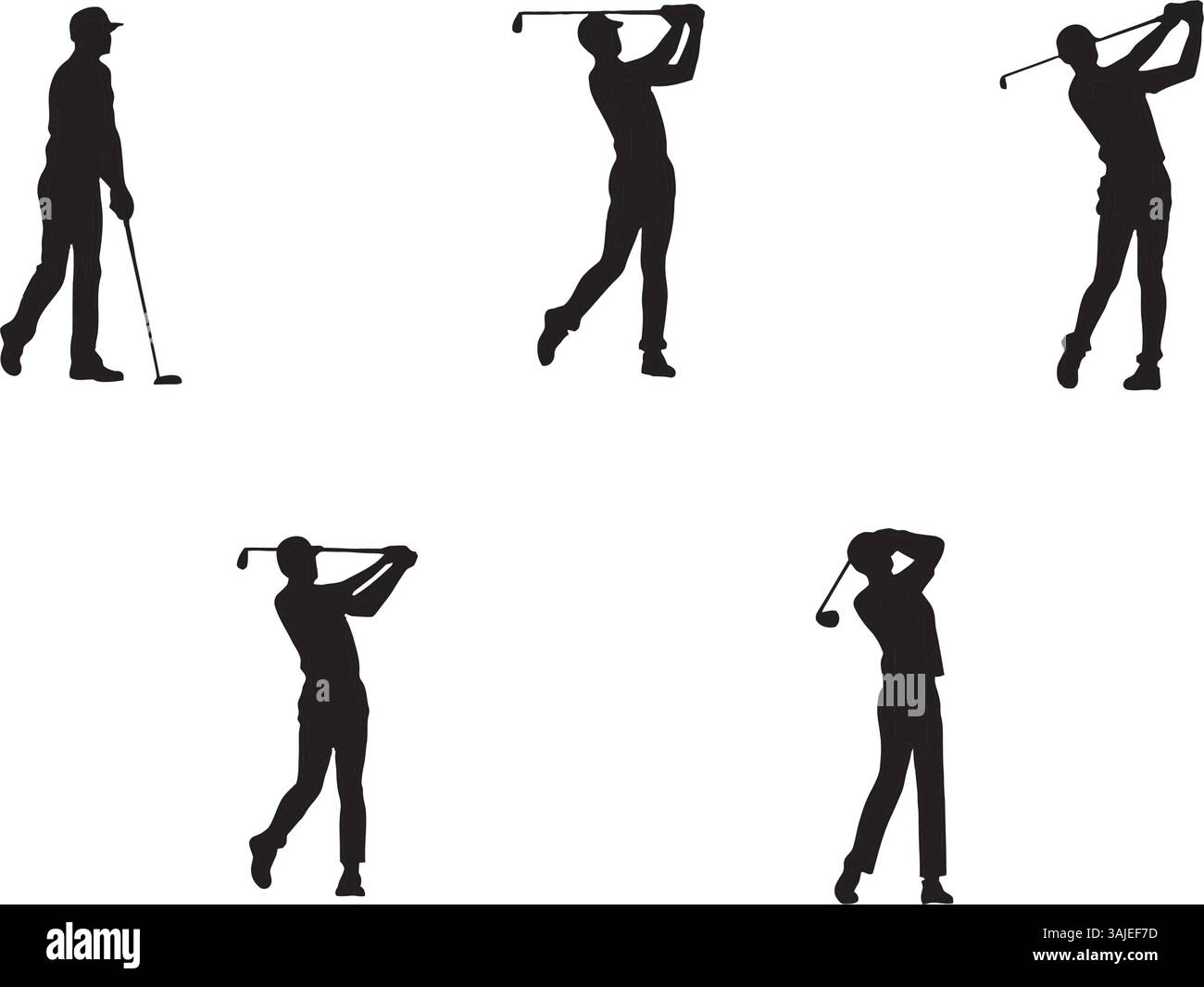 set Golf players silhouettes. Vector illustration isolated on white ...