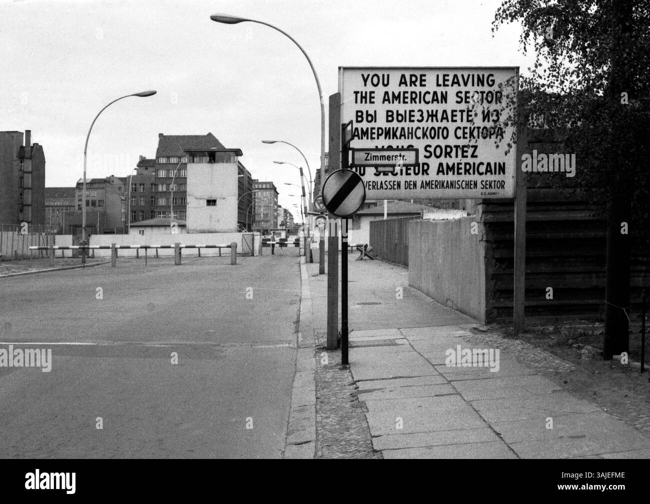 Allied border crossing Checkpoint Charlie on Friedrichstrasse in Berlin ...