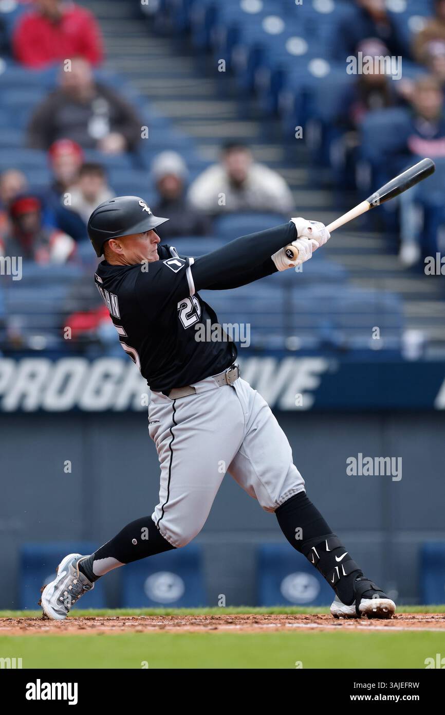 CLEVELAND, OH - APRIL 10: Chicago White Sox first baseman Andrew Vaughn ...
