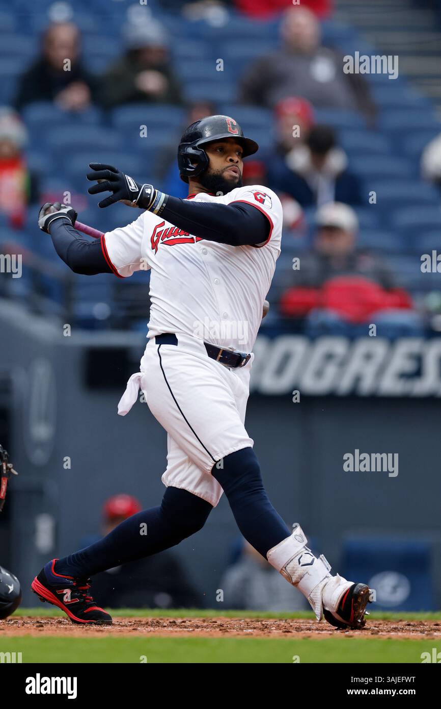 CLEVELAND, OH - APRIL 10: Cleveland Guardians designated hitter Carlos ...