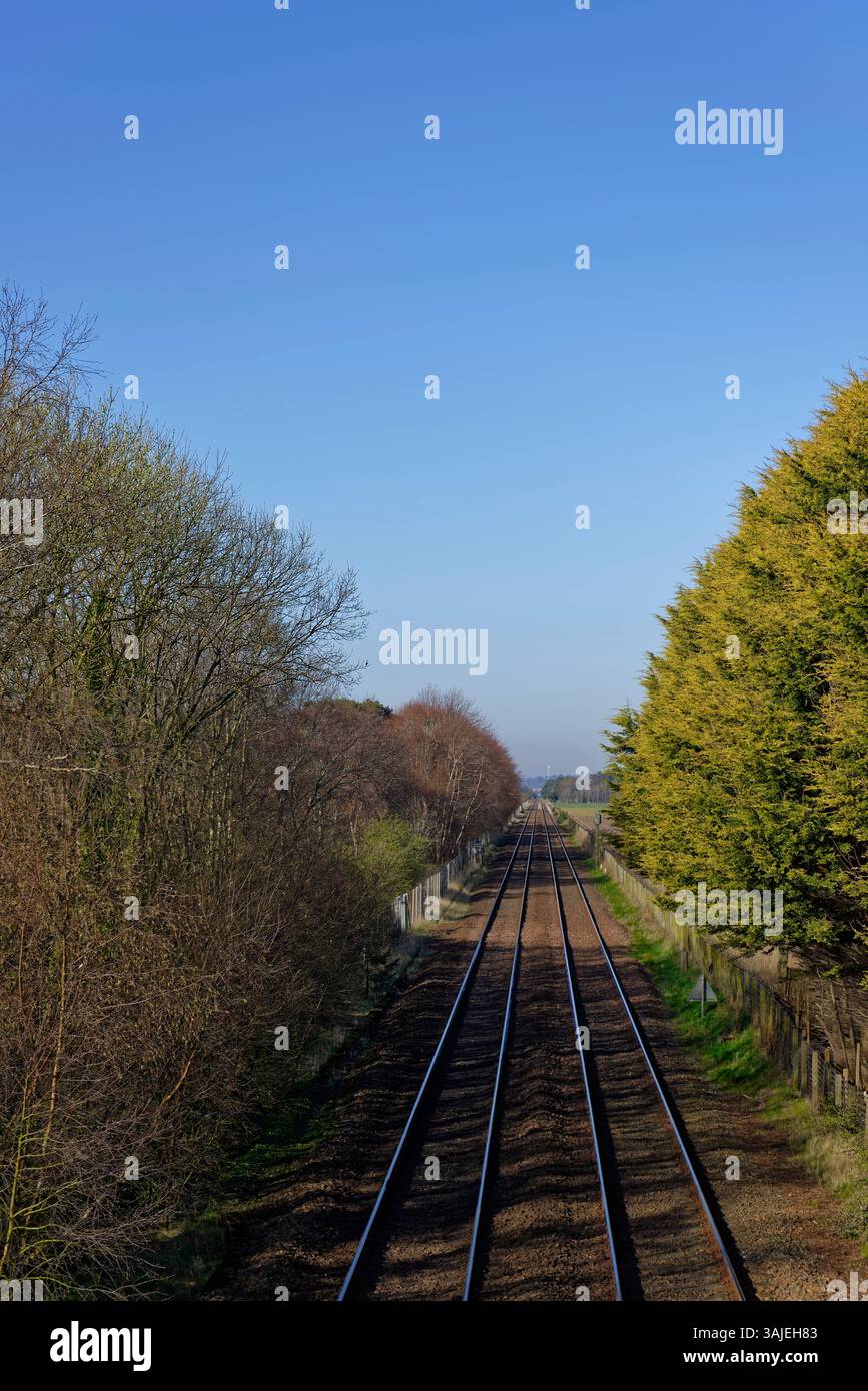 The East Coast Main Rail Line passing by Barry Links Station between ...