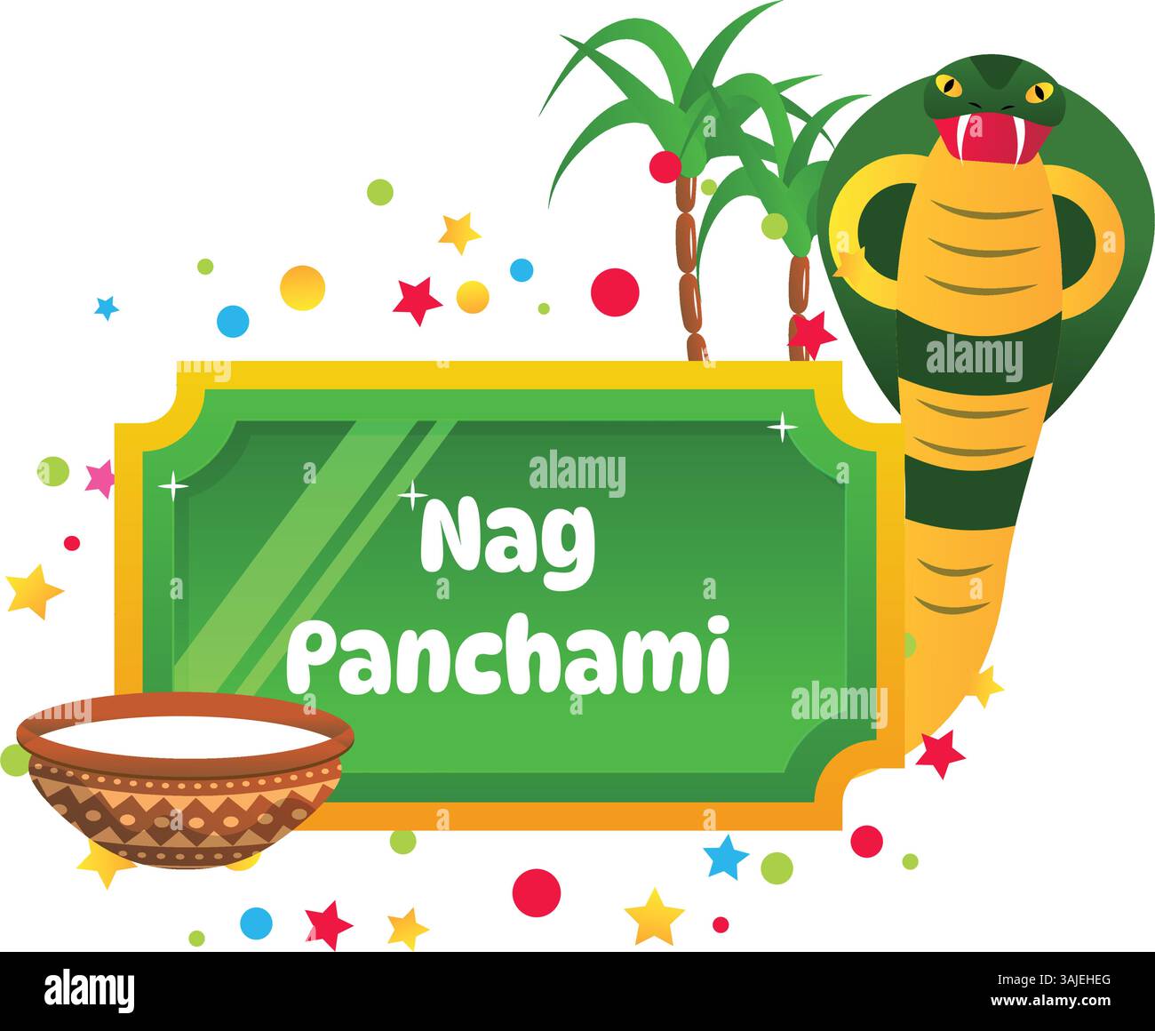 Nag Panchami vector flat illustration, isolated on the white background ...