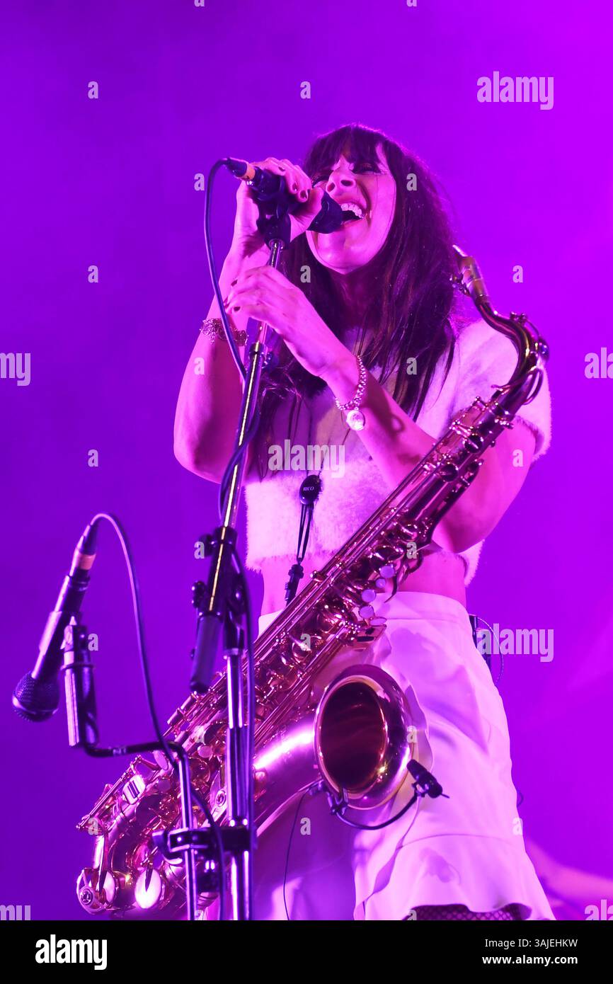 LONDON, ENGLAND - APRIL 10: Abi Harding of ‘The Zutons’ performing at ...
