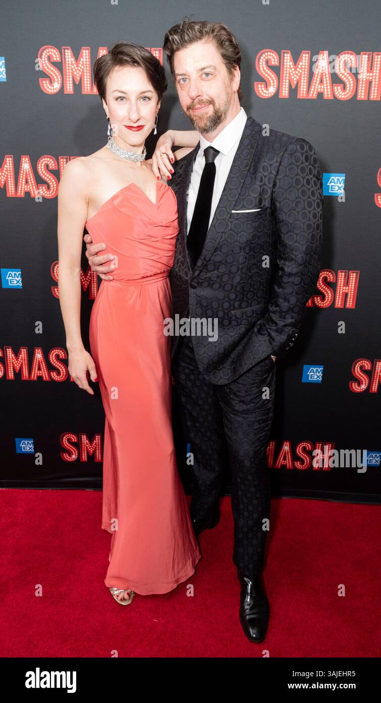 Skye Maddox and Christian Borle attend opening night of musical SMASH on Broadway at Imperial ...