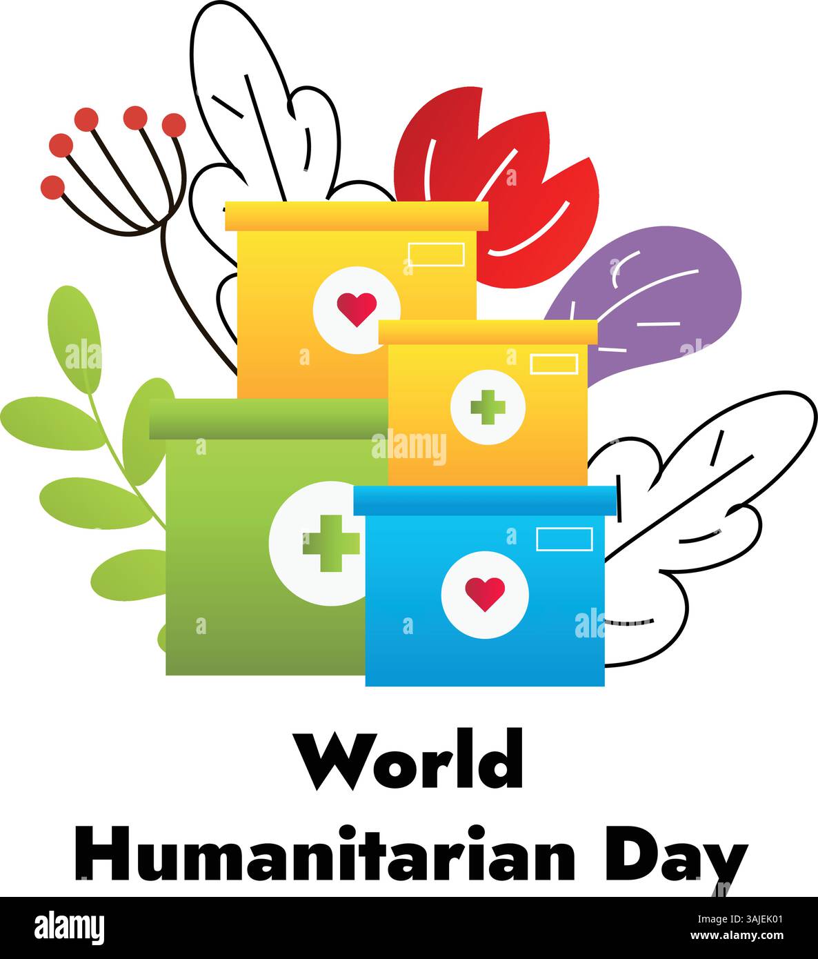 World Humanitarian Day flat cartoon vector illustration Stock Vector ...