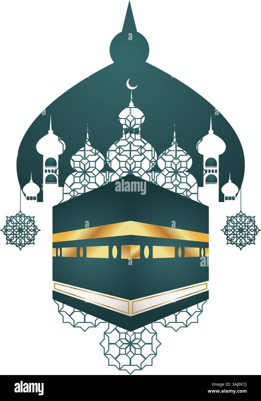 Hajj pilgrimage to Mecca with sacred rituals vector illustration Stock ...