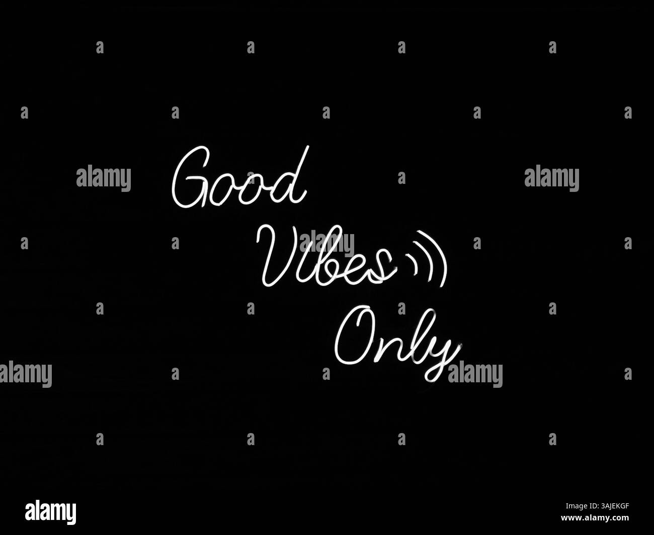 Good vibes only neon sign Black and White Stock Photos & Images - Alamy