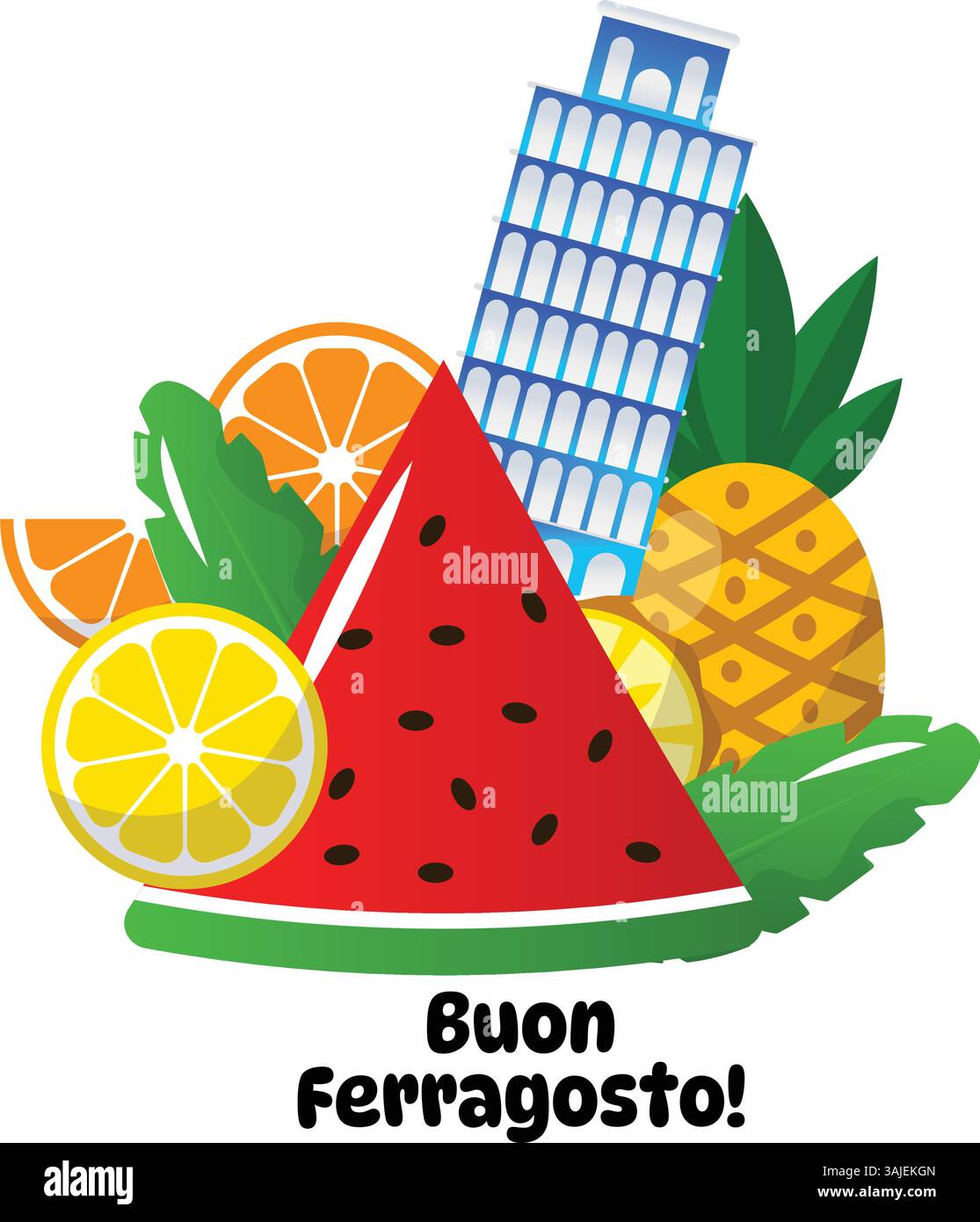 Ferragosto summer holiday celebration in Italy vector cartoon ...