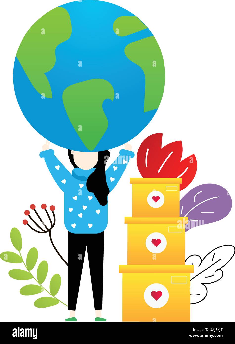 World Humanitarian Day flat cartoon vector illustration Stock Vector ...