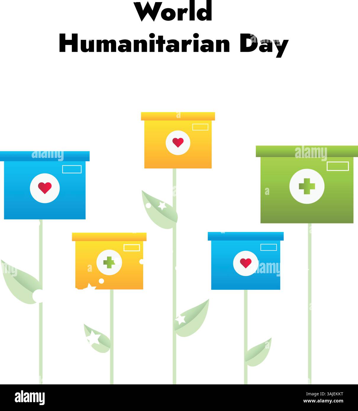 World Humanitarian Day flat cartoon vector illustration Stock Vector ...
