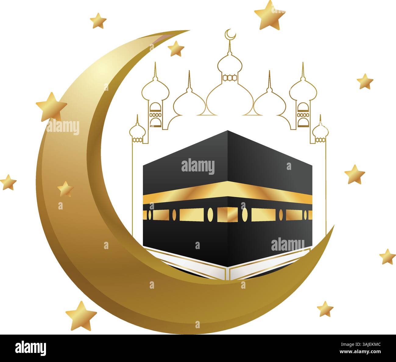 Hajj pilgrimage to Mecca with sacred rituals vector illustration Stock ...