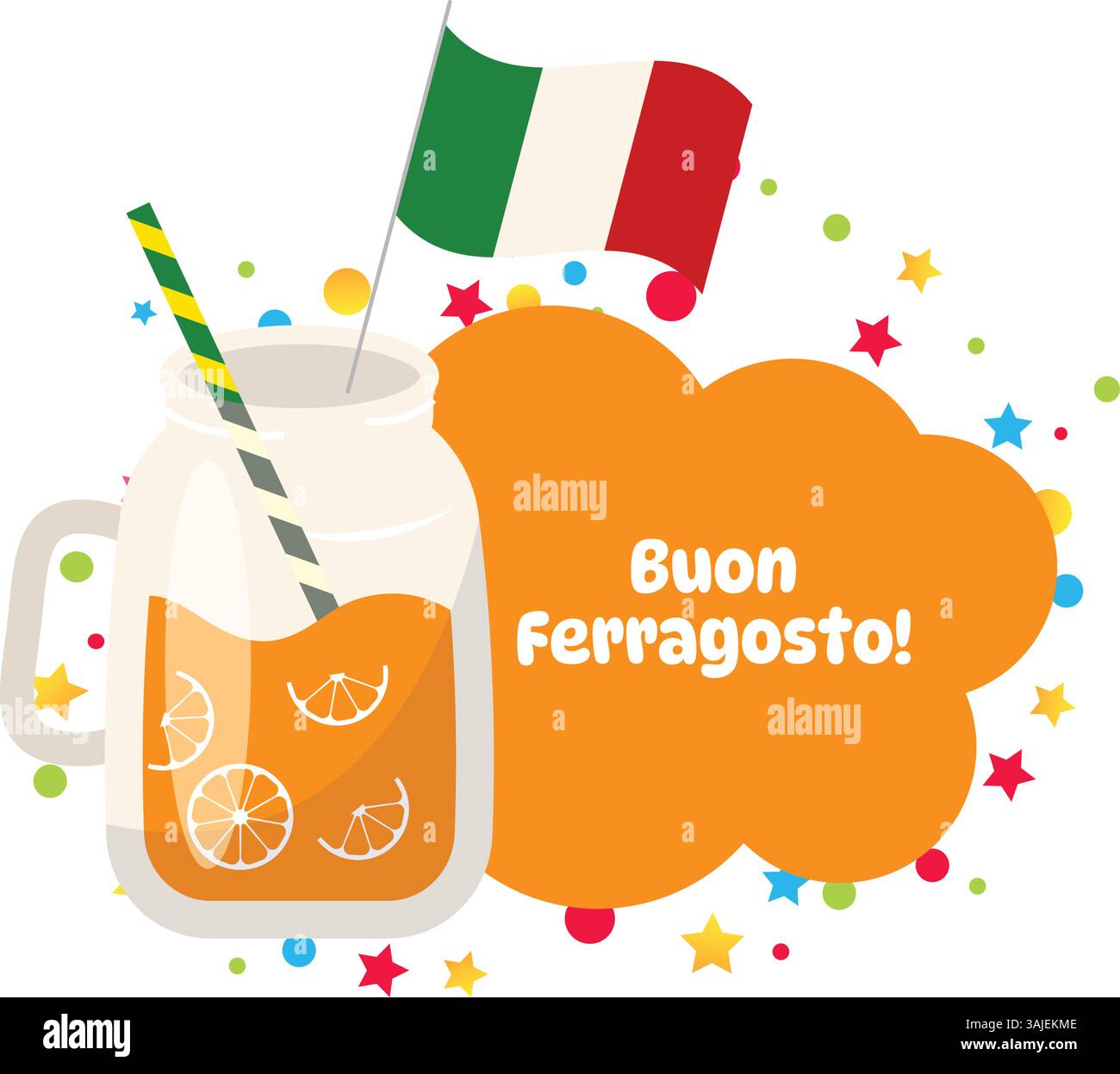 Ferragosto summer holiday celebration in Italy vector cartoon ...