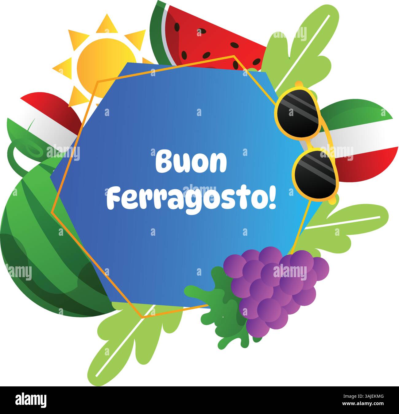 Ferragosto summer holiday celebration in Italy vector cartoon ...