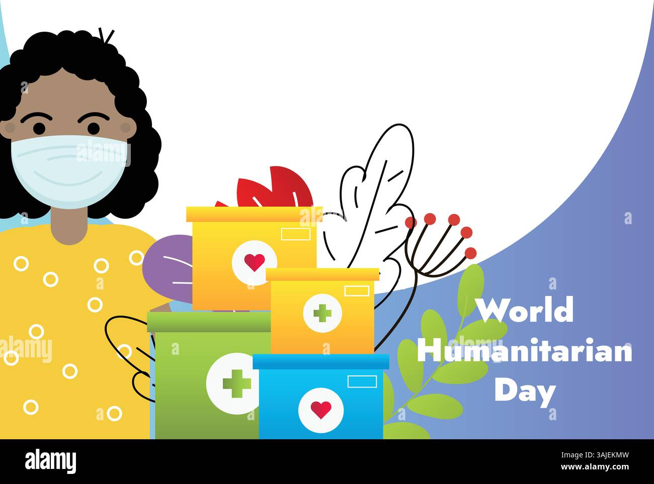 World Humanitarian Day flat cartoon vector illustration Stock Vector ...