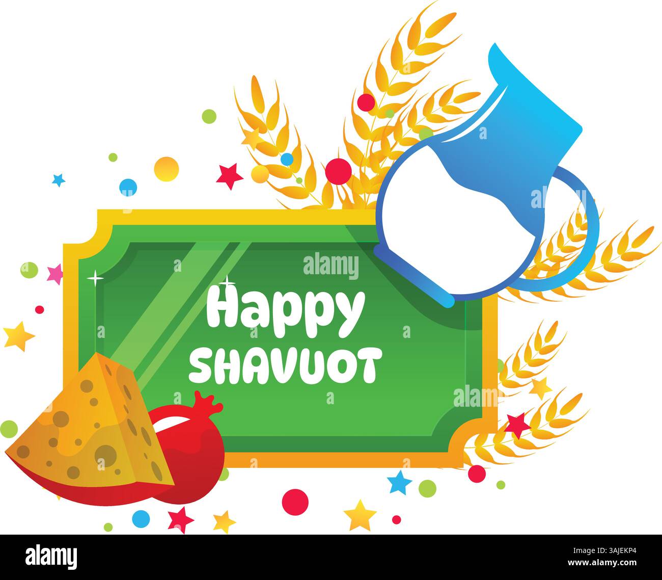 Shavuot holiday celebration with traditional symbols cartoon ...