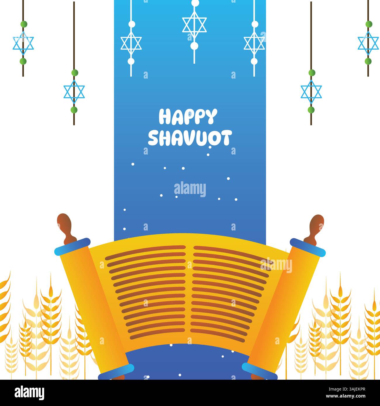 Shavuot holiday celebration with traditional symbols cartoon ...