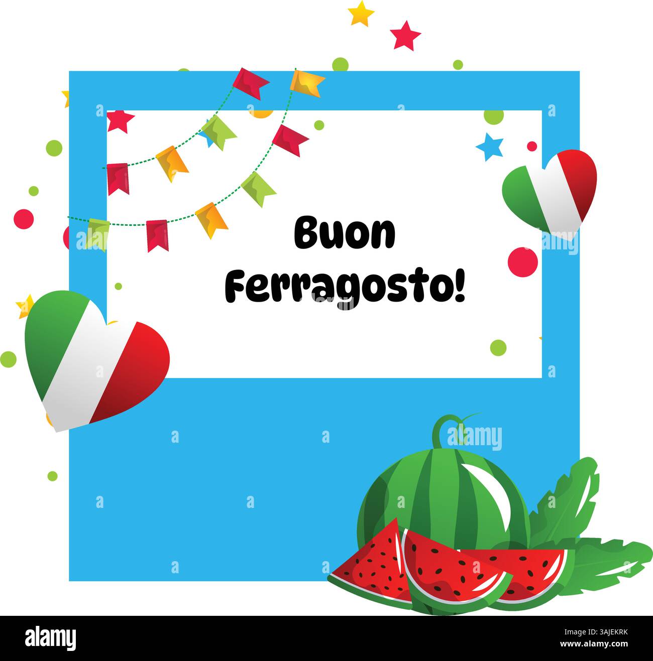 Ferragosto summer holiday celebration in Italy vector cartoon ...