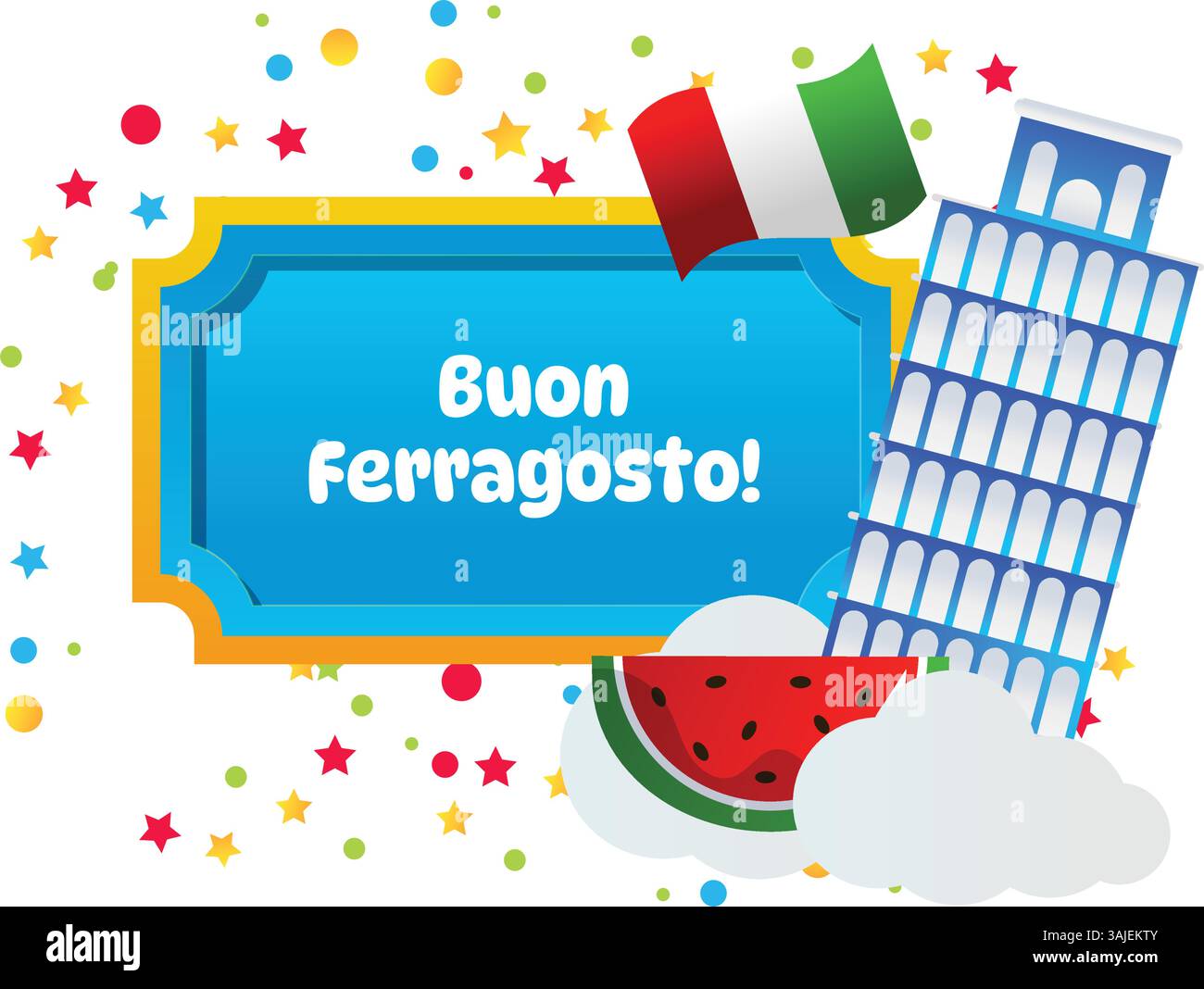 Ferragosto summer holiday celebration in Italy vector cartoon ...