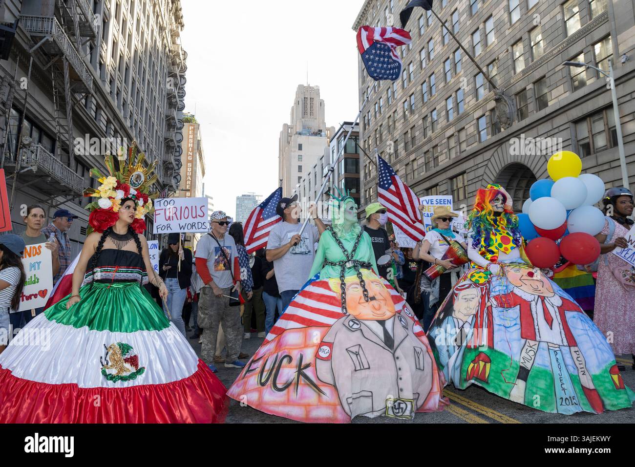 April 5, 2025, Los Angeles, Califronia, USA: Protester march from ...
