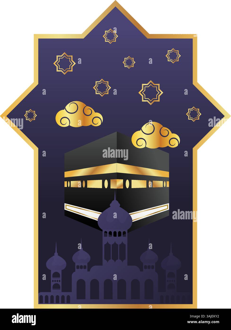Hajj pilgrimage to Mecca with sacred rituals vector illustration Stock ...