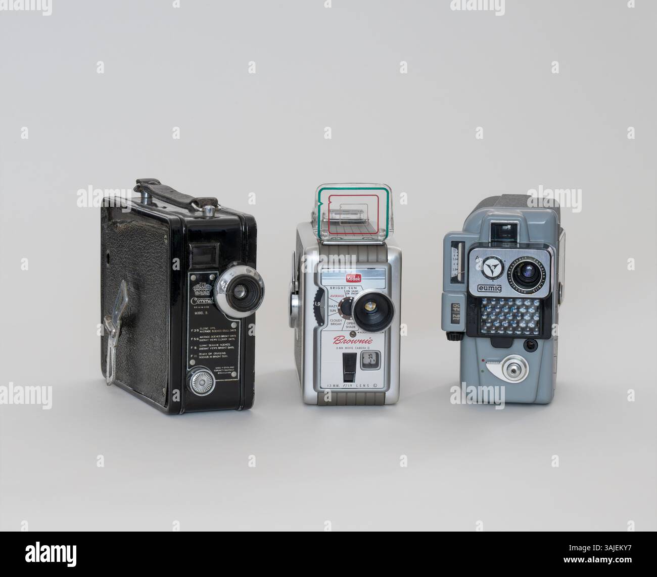 Three cine cameras spanning the decades from the 1930's, 1950's amd ...