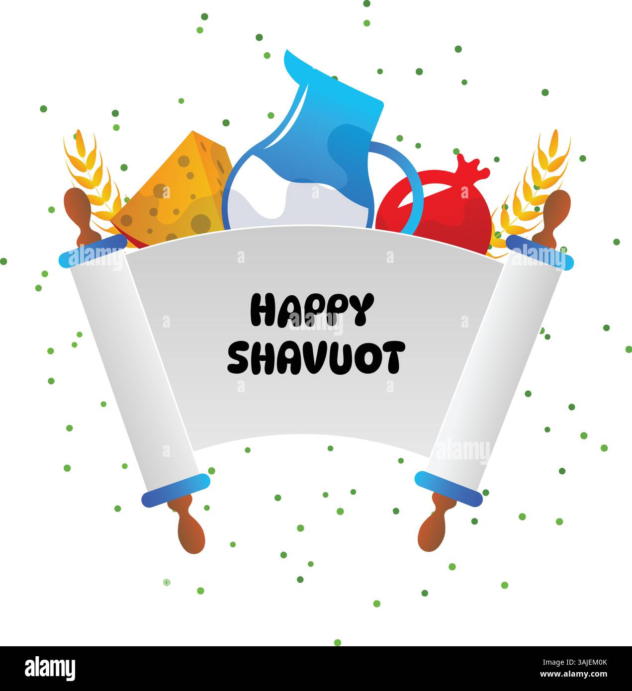 Shavuot holiday celebration with traditional symbols cartoon ...