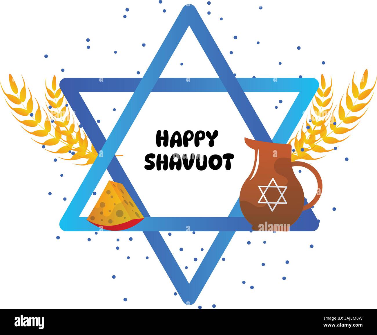 Shavuot holiday celebration with traditional symbols cartoon ...