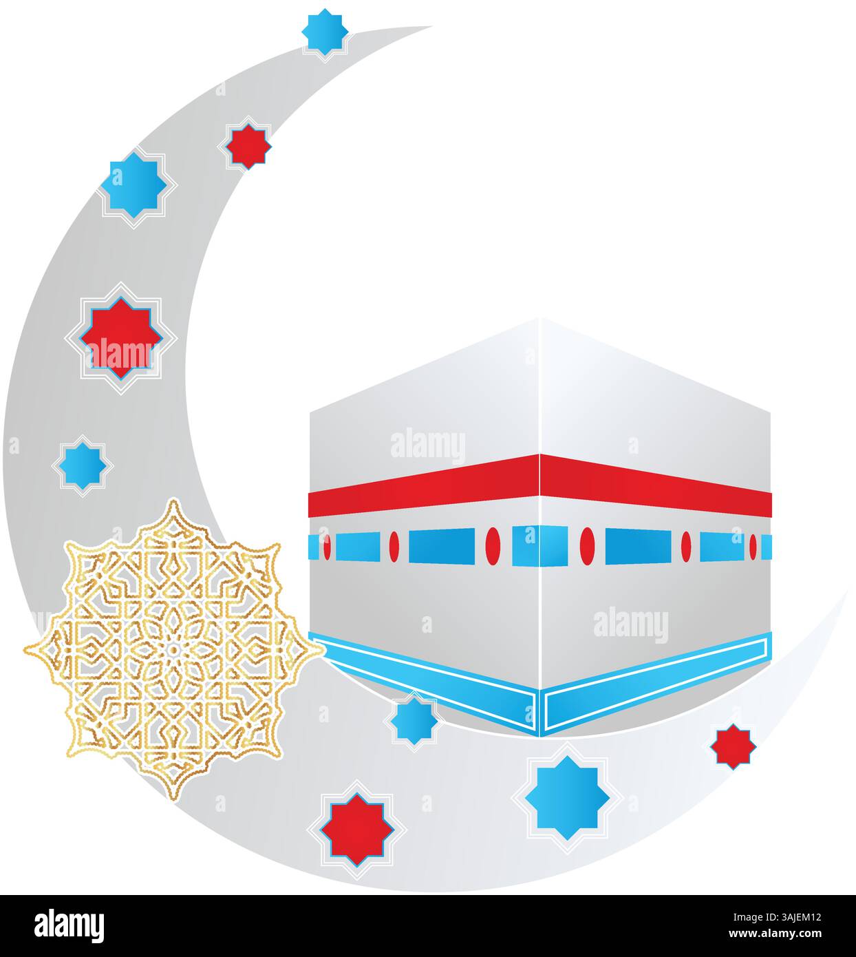 Hajj pilgrimage to Mecca with sacred rituals vector illustration Stock ...
