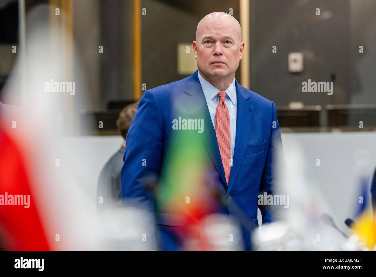 United States Ambassador to NATO Matthew Whitaker arrives for a meeting ...