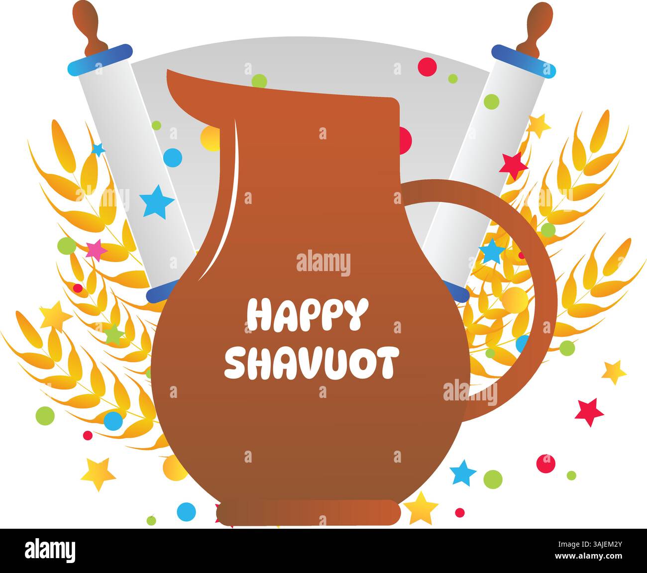 Shavuot holiday celebration with traditional symbols cartoon ...