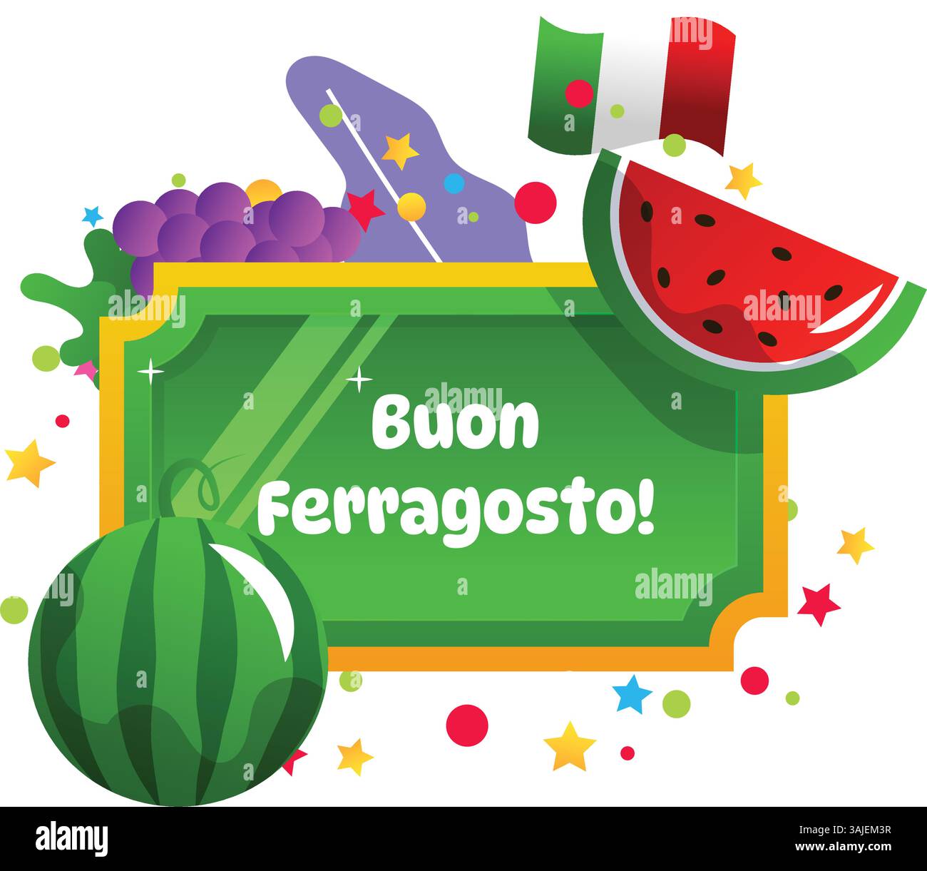 Ferragosto summer holiday celebration in Italy vector cartoon ...