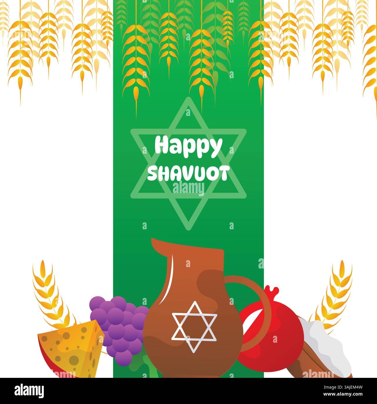 Shavuot holiday celebration with traditional symbols cartoon ...
