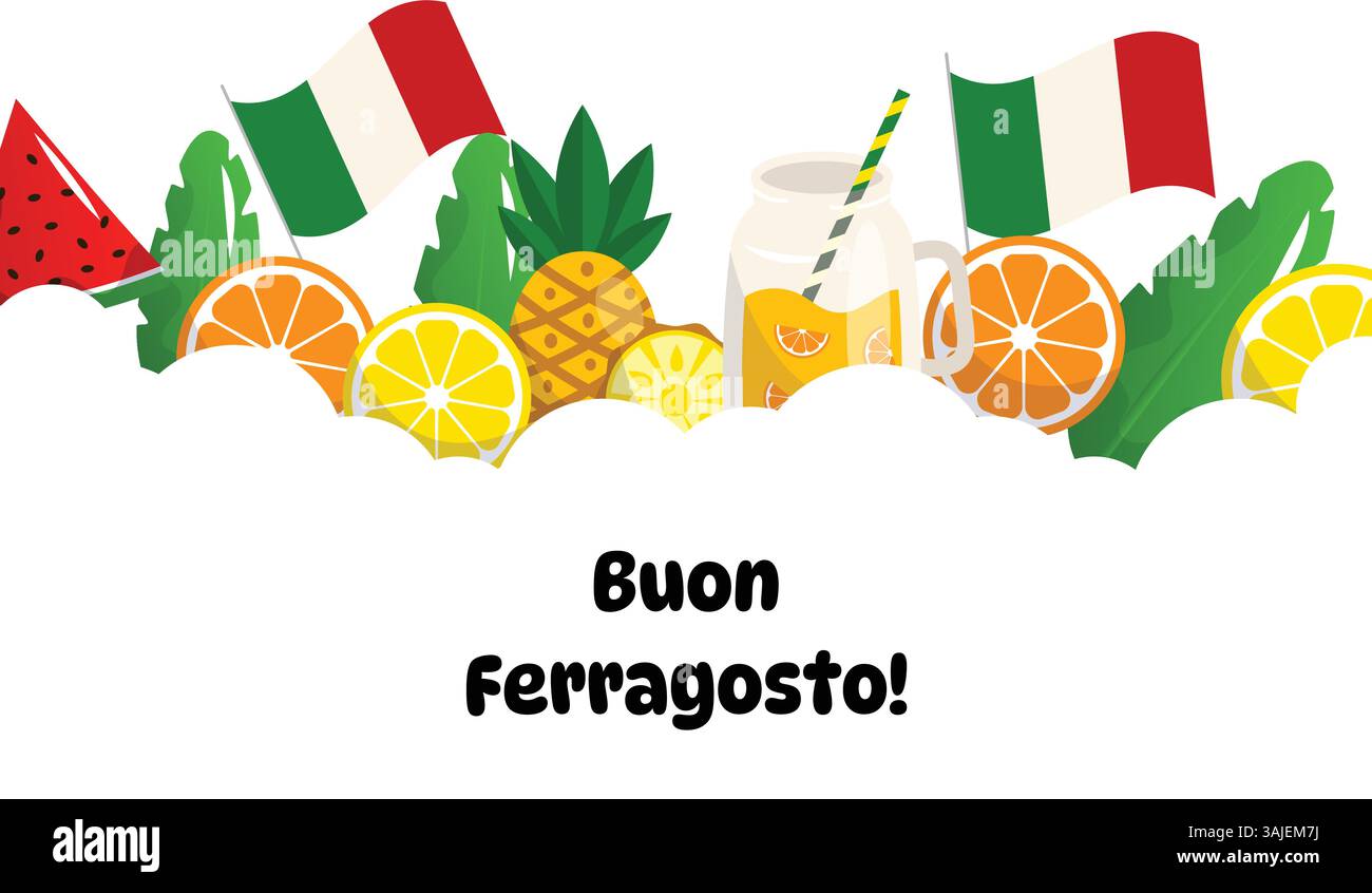 Ferragosto summer holiday celebration in Italy vector cartoon ...