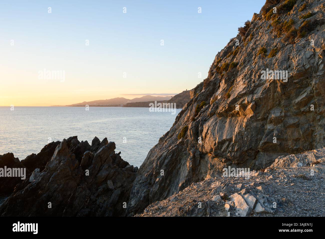 La Lapa Beach, Maro-Cerro Gordo Cliff Natural Park, Nerja, Andal Stock ...