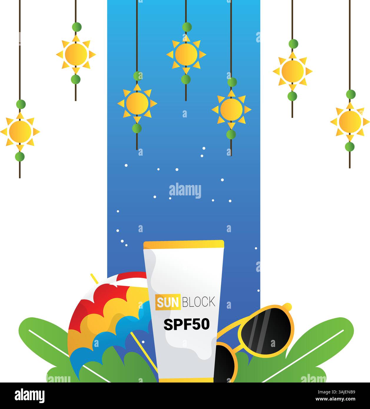Sun protection vector cartoon frame, summer season Stock Vector Image ...